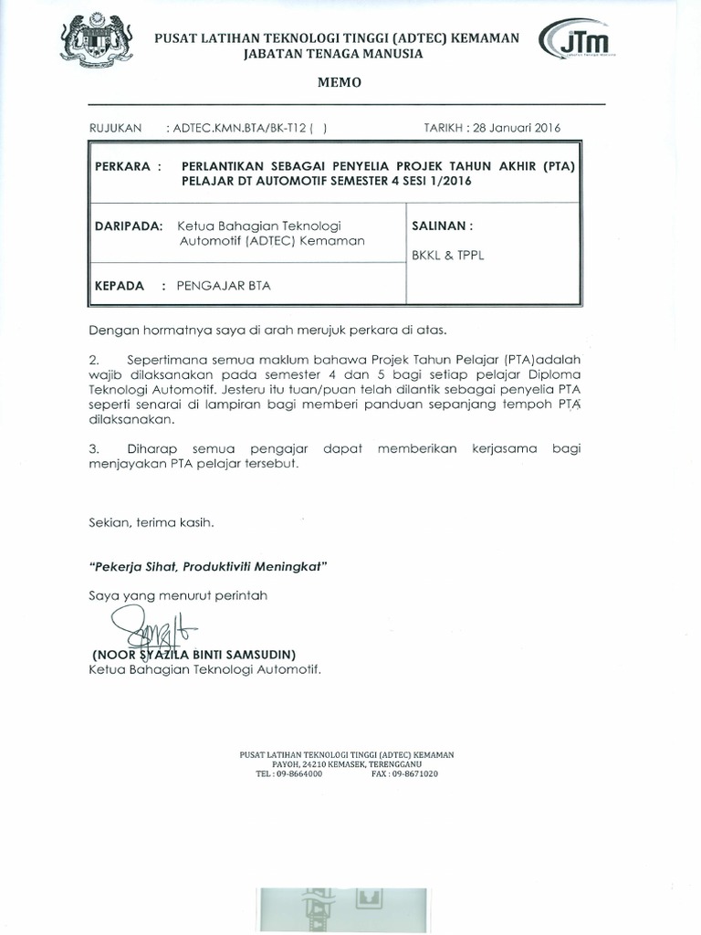 Memo Perlantikan Pp-Pta | PDF