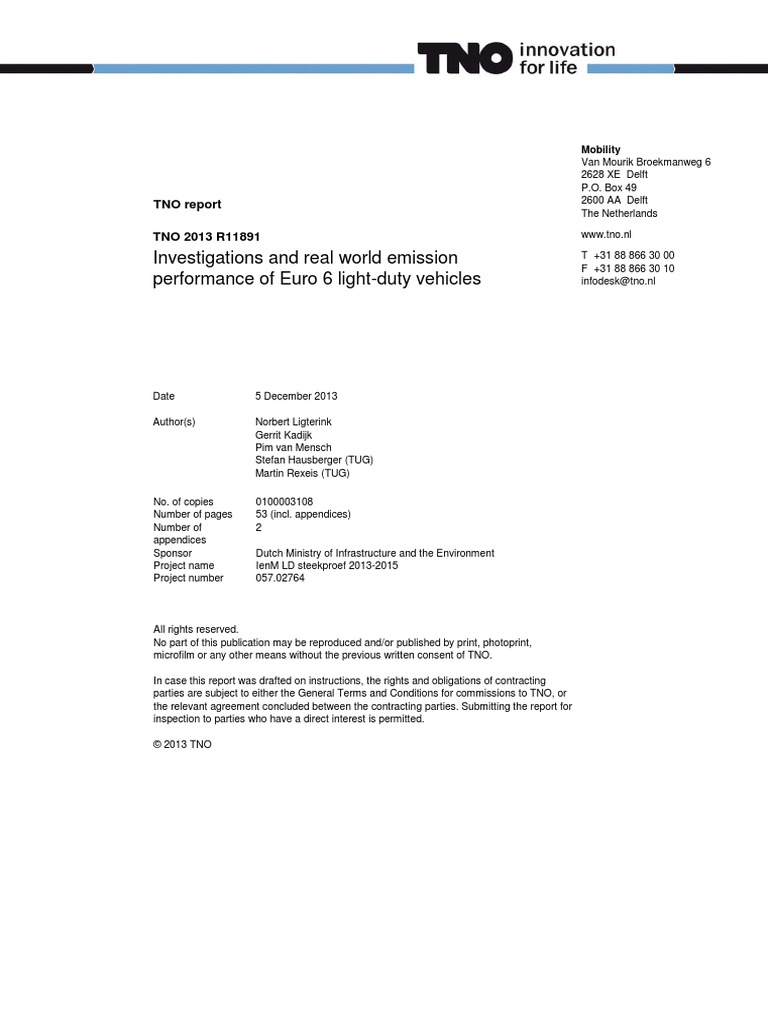 Investigations and Real World Emission Performance of Euro 6 Light-Duty ...