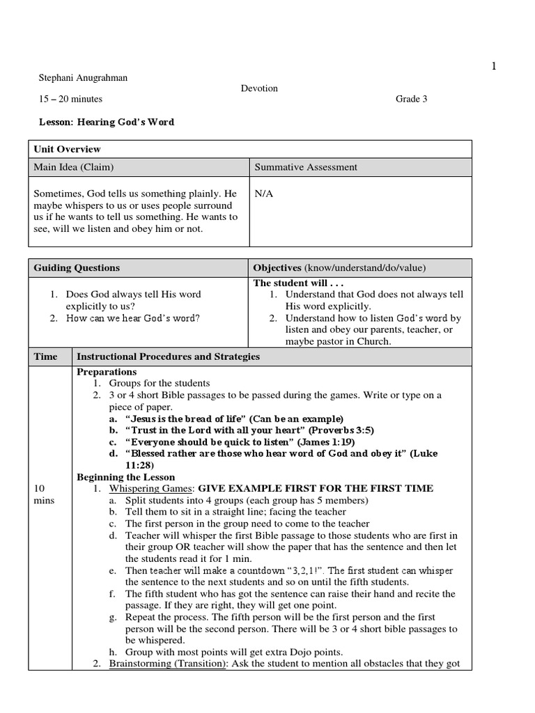 Hearing Gods Word Revised | PDF | Prayer | Educational Assessment