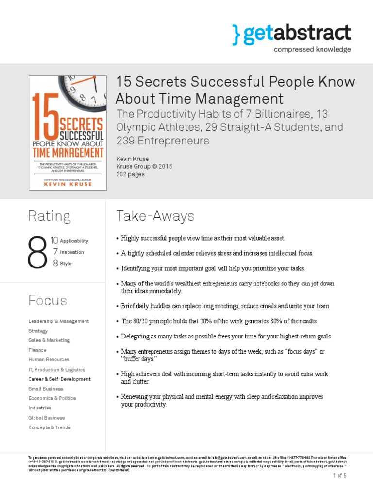 15 Secrets of Time Management PDF | PDF | Time Management ...