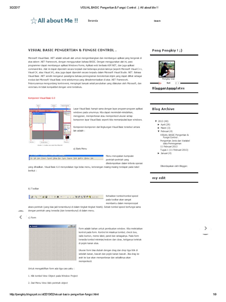 VISUAL BASIC Pengertian & Fungsi Control | PDF