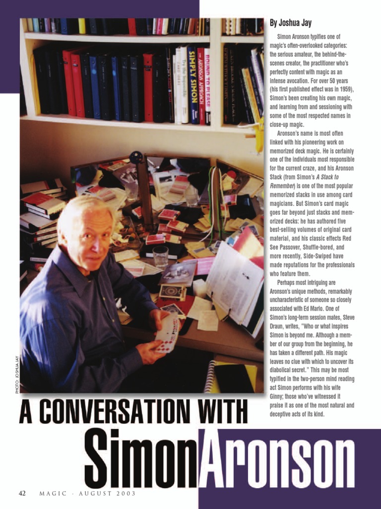 Simon Aronson: Master of Memorized Decks | PDF | Magic (Illusion)