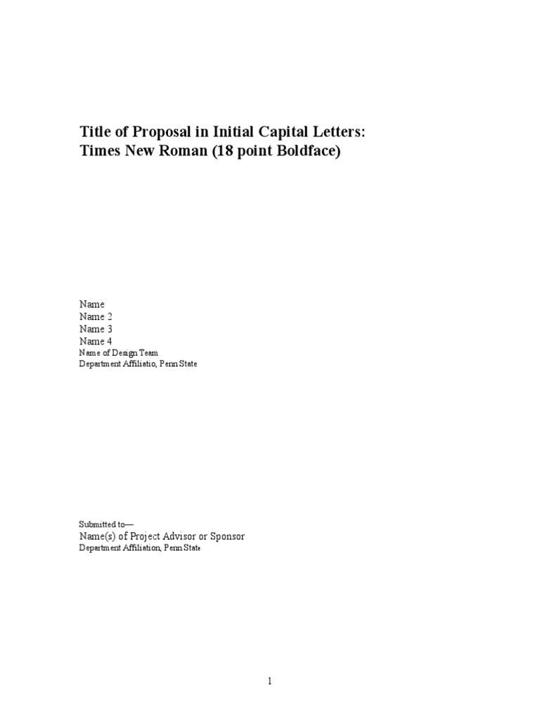 Title of Proposal in Initial Capital Letters: Times New Roman (18 Point ...