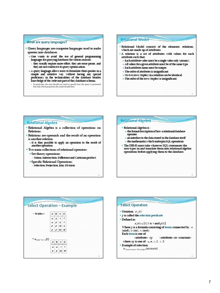 Relational Model: What Are Query Languages? | PDF | Relational Database ...