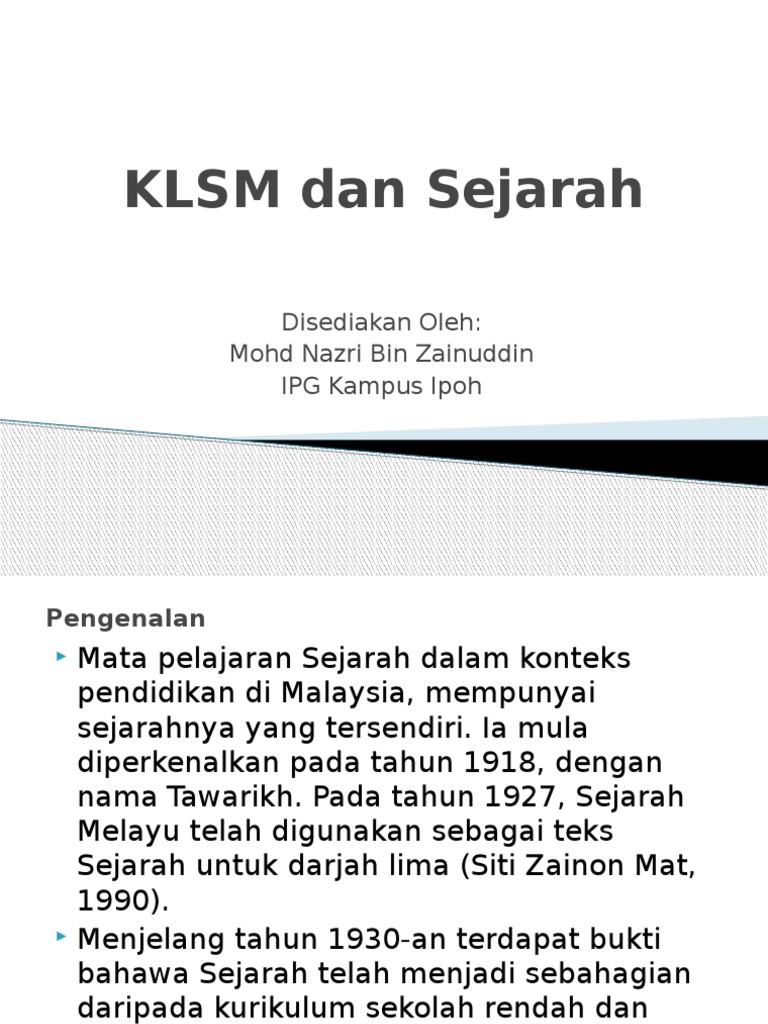 KLSM Dan Sejarah | PDF
