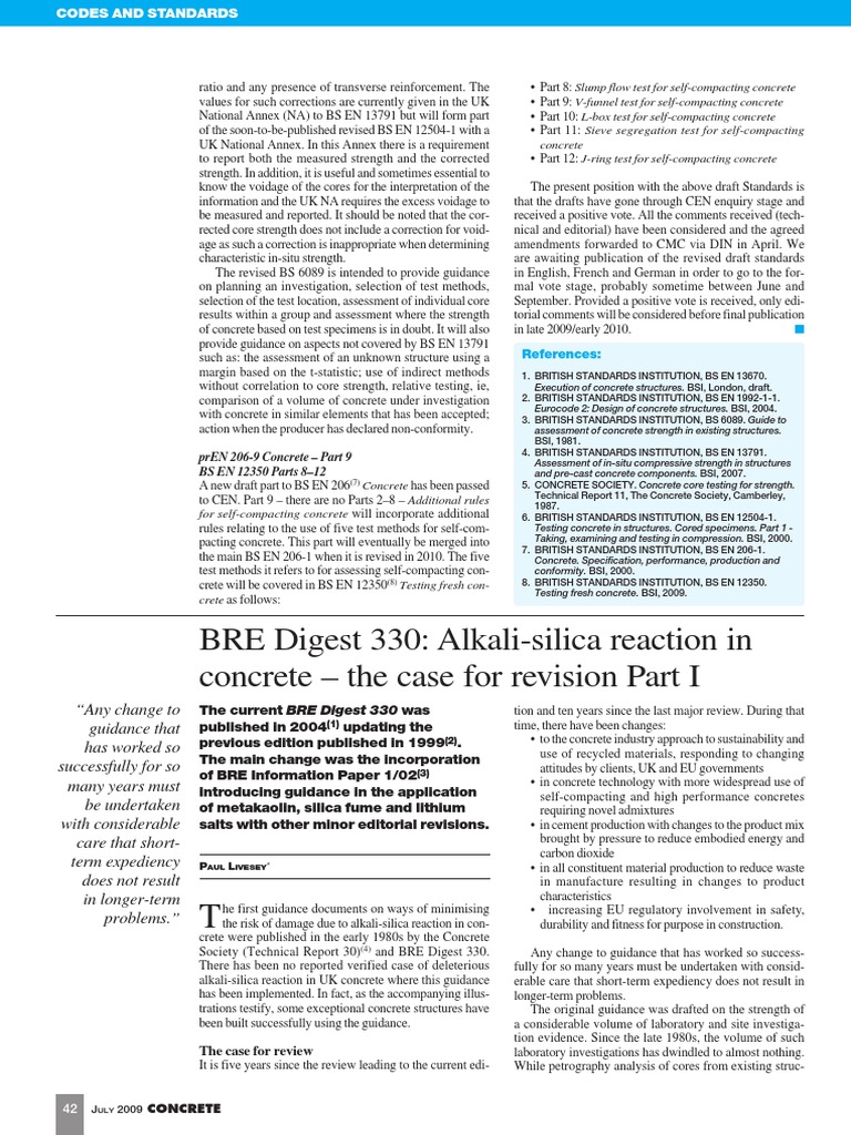 BRE Digest 330: Alkali-Silica Revision | PDF | Concrete | Construction ...