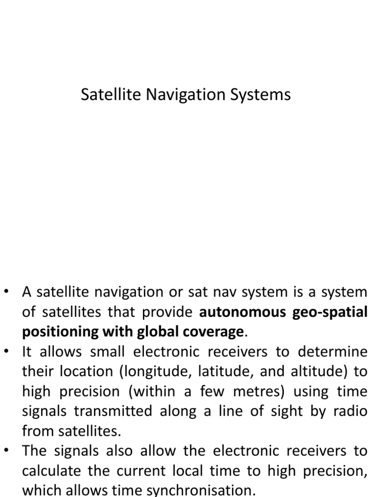 Satellite Navigation Systems | PDF | Global Positioning System | Navigation