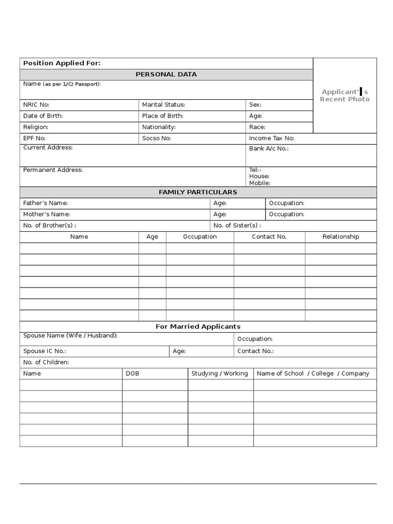 Employment Application Form-DASS | PDF | Social Institutions | Social ...