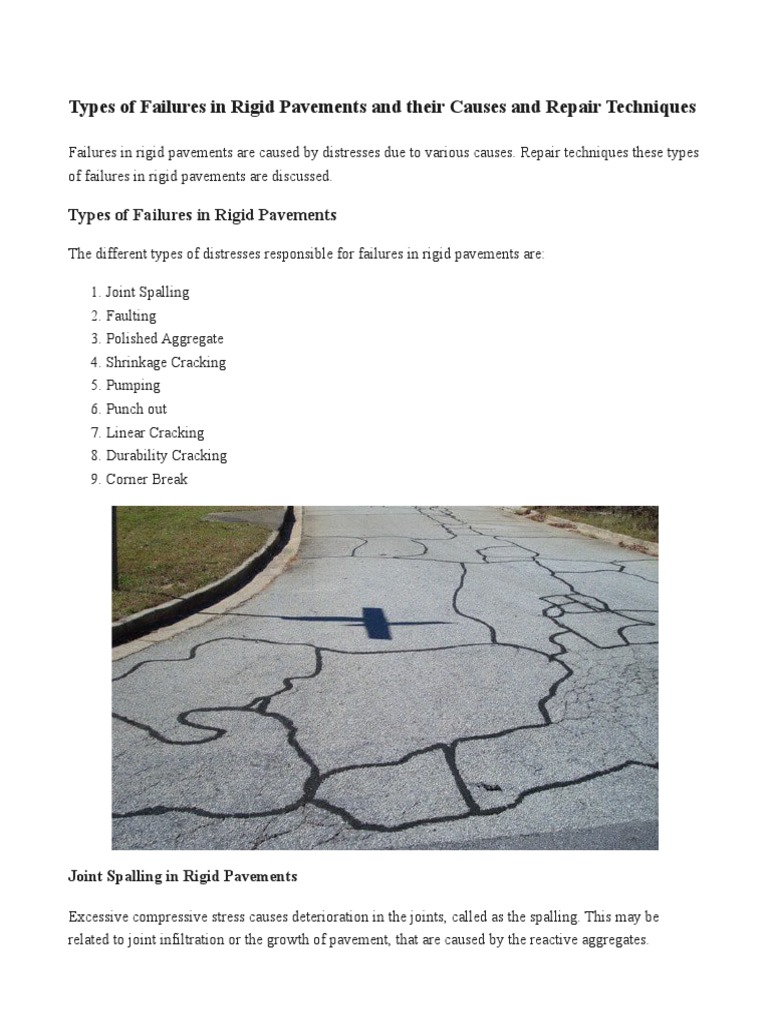 Types of Failures in Rigid Pavements - Causes and Repair Techniques ...