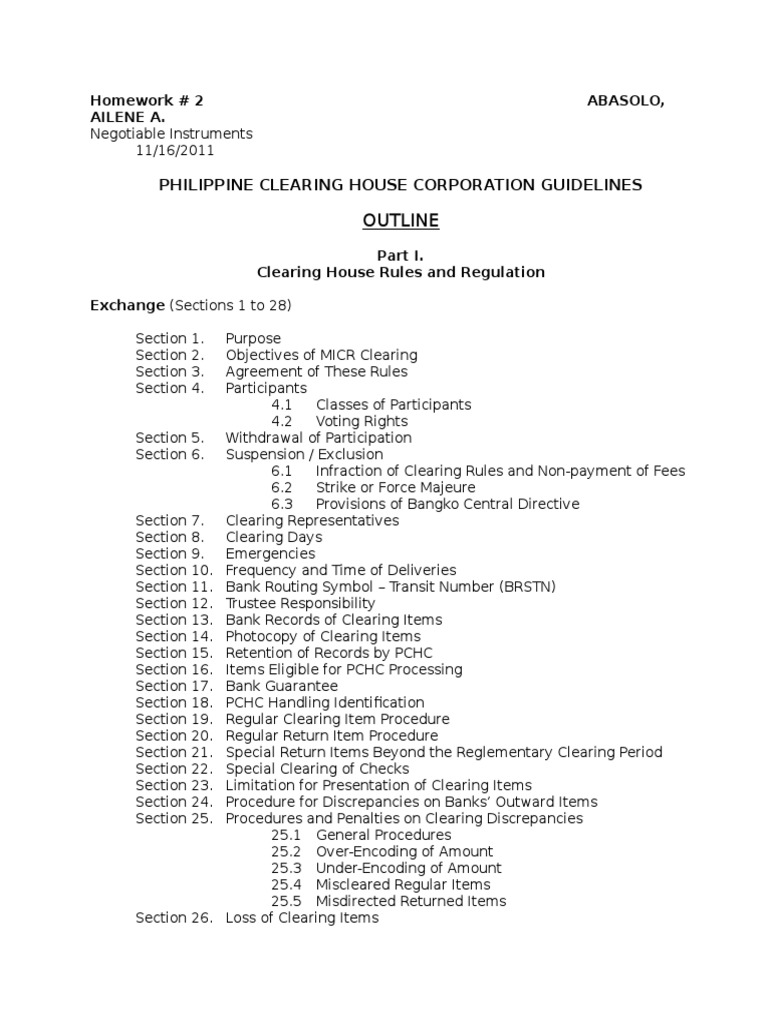 PCHC Clearing House Guidelines | PDF | Clearing House (Finance ...