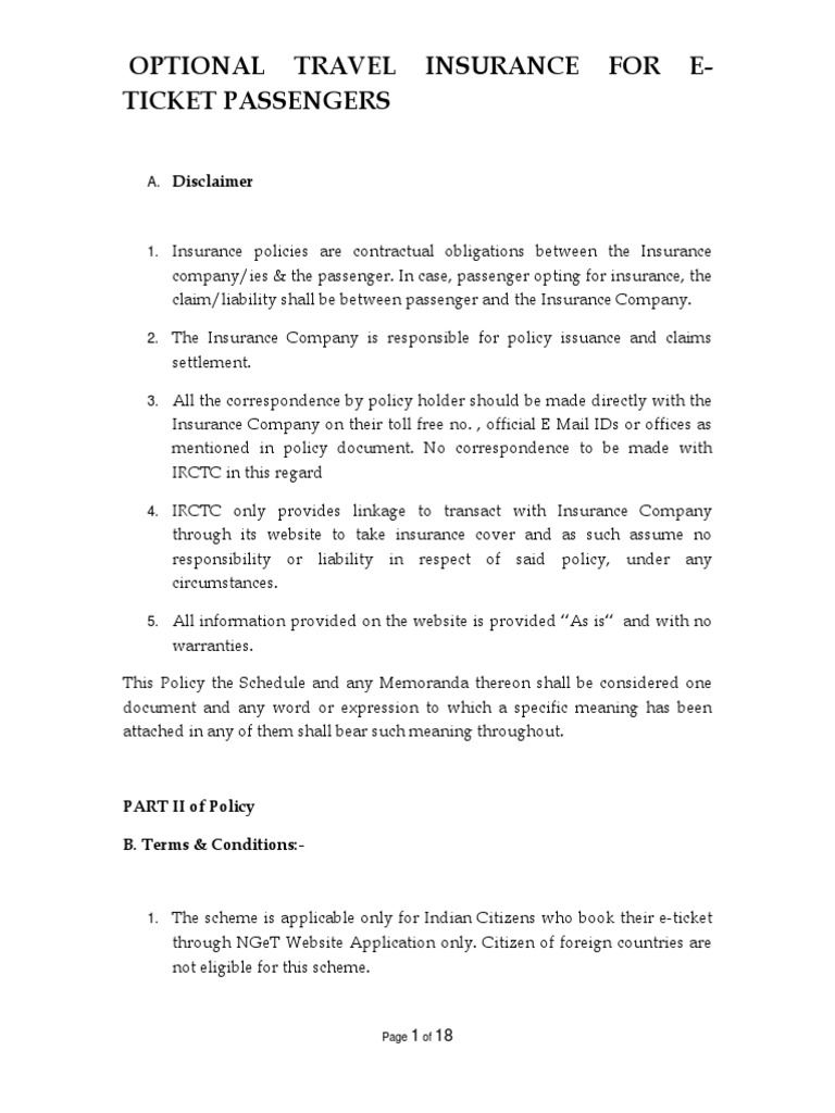 Optional Travel Insurance for E-Ticket Passengers | PDF | Arbitral ...