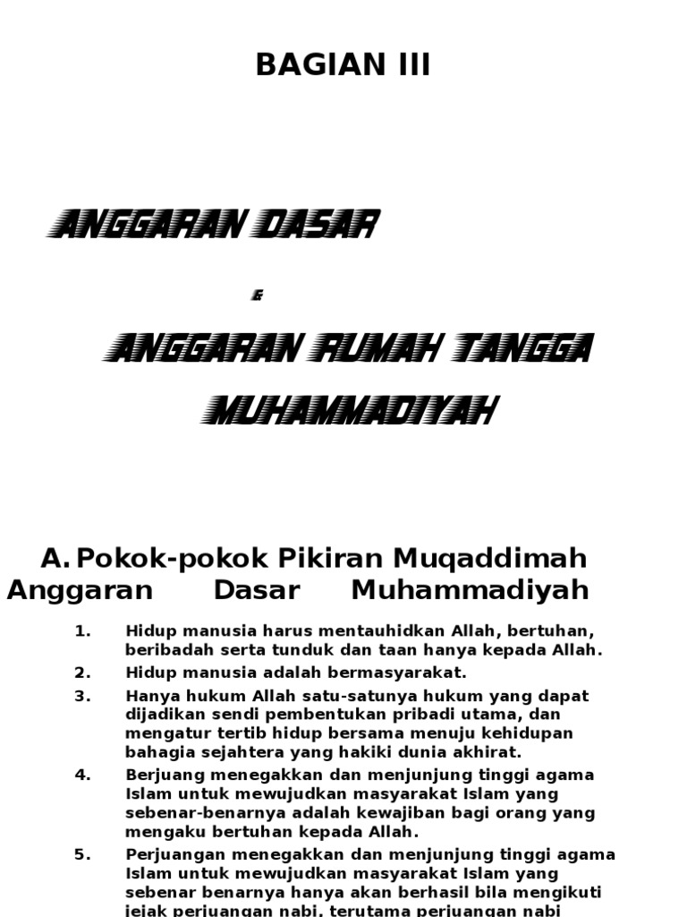 Bagian Iii Ad. Art. Muhammadiyah | PDF | Karier & Perkembangan ...