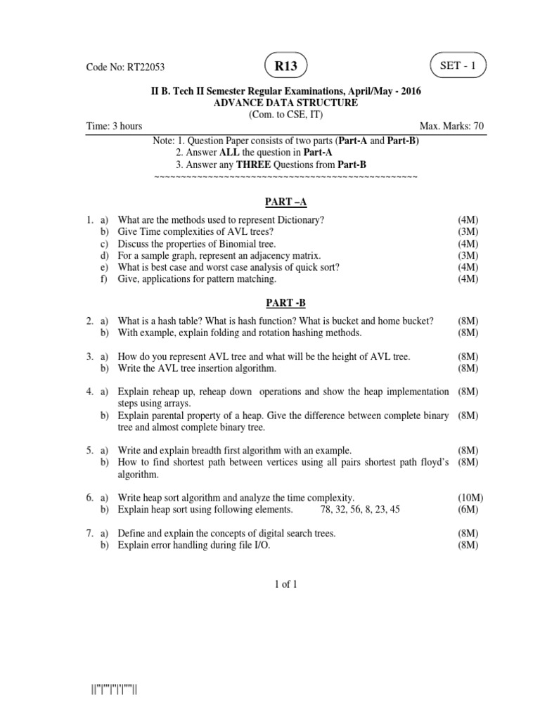 Advance Data Structure qp-16 | PDF | Graph Theory | Computer Data