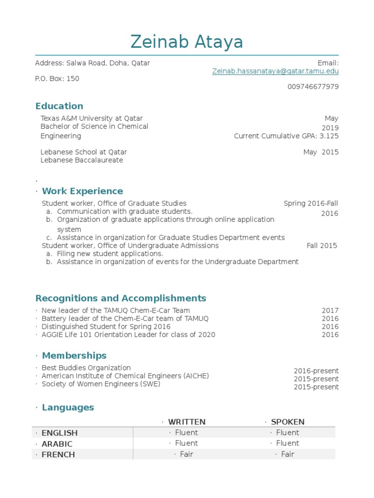 Zeinab Ataya: Education | PDF