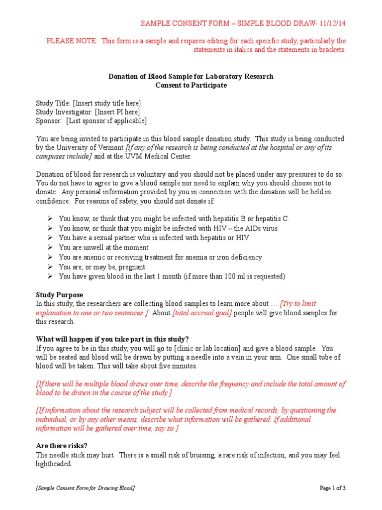 Blood Donation Consent Form Sample | PDF | Medical Record | Hepatitis
