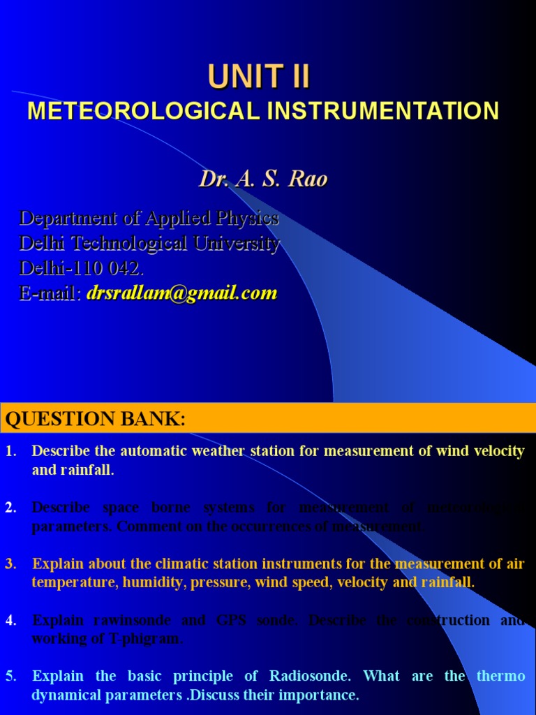 I (Unit-II) | PDF | Atmospheric Pressure | Meteorology