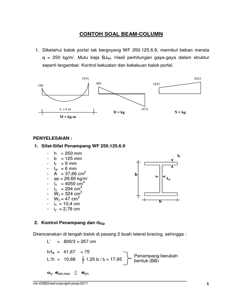 Contoh Soal Beam Column PDF | PDF