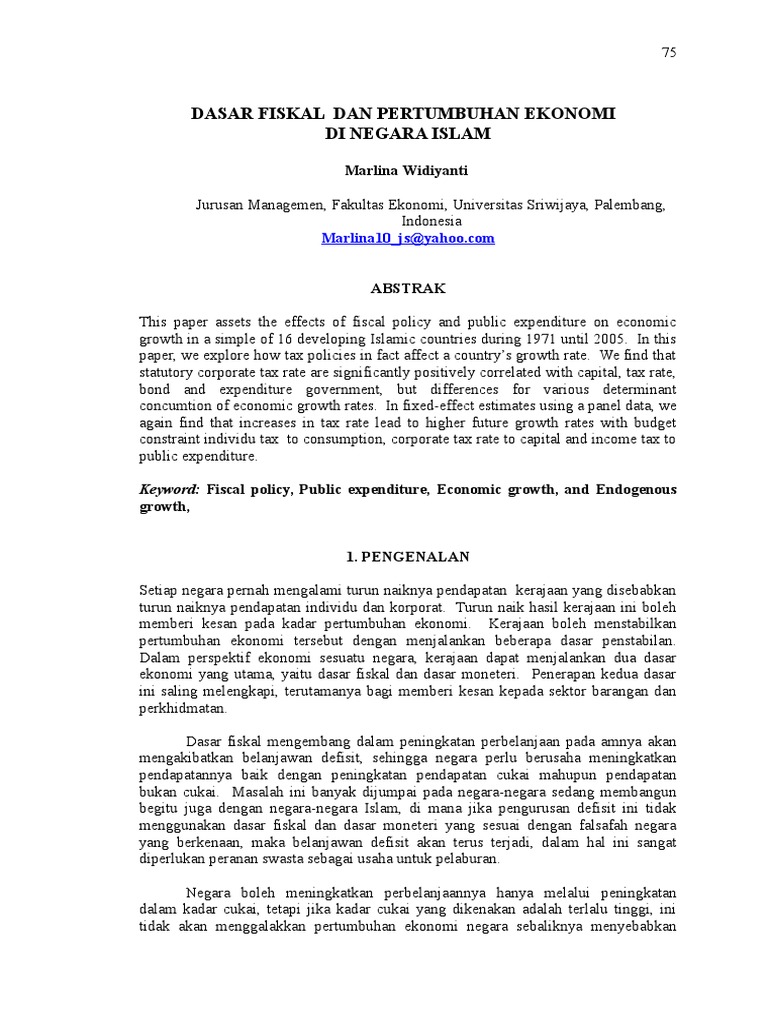 Dasar Fiskal Dan Pertumbuhan Ekonomi | PDF