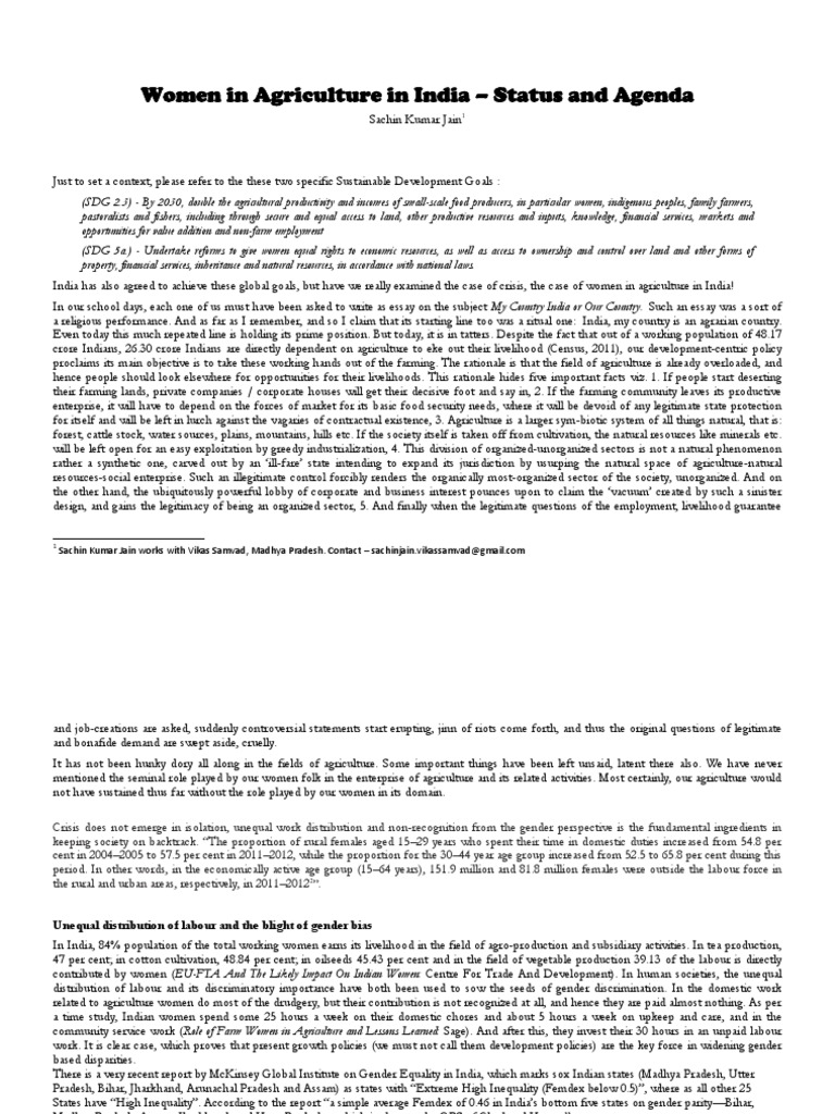 Women in Agriculture | PDF | Workforce | Agriculture