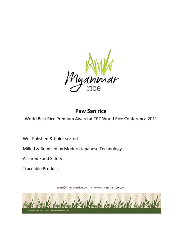 Myanmar Paw San Rice - Worlds best rice - also known as Pearl Paw San ...