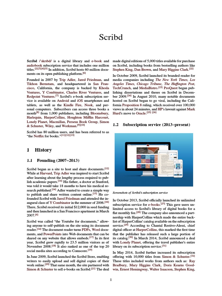 Scribd: 1 History | PDF | Scribd | Online Services