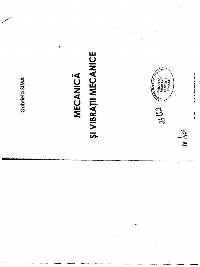 Mecanica Si Vibratii Mecanice PDF | PDF