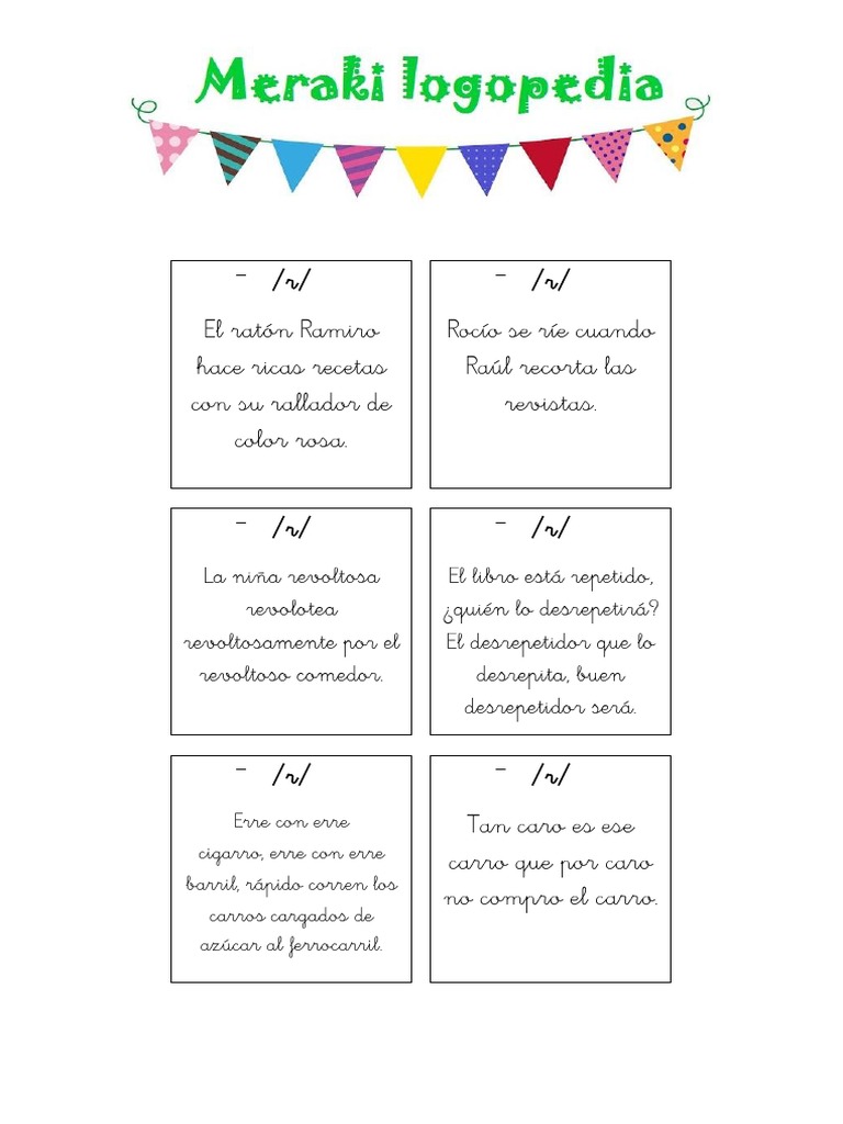 Trabalenguas con la letra R para niños | PDF