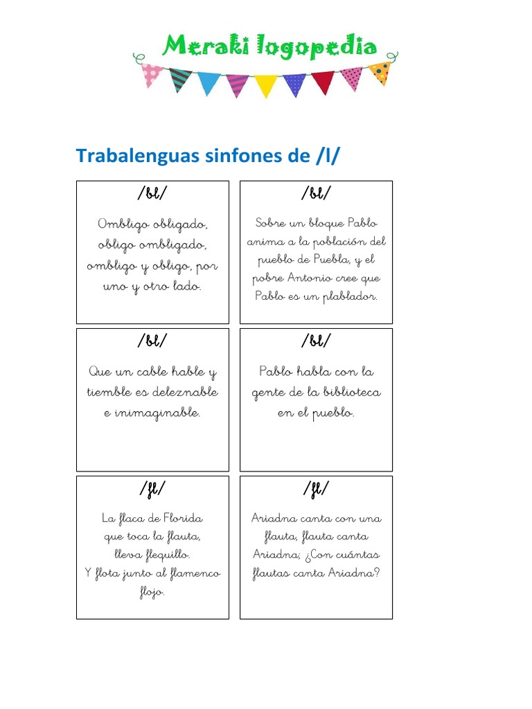 Trabalenguas Sinfones L | PDF | Naturaleza