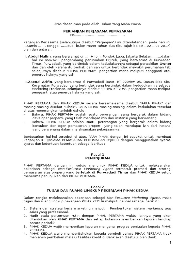 Draft Mou Open | PDF