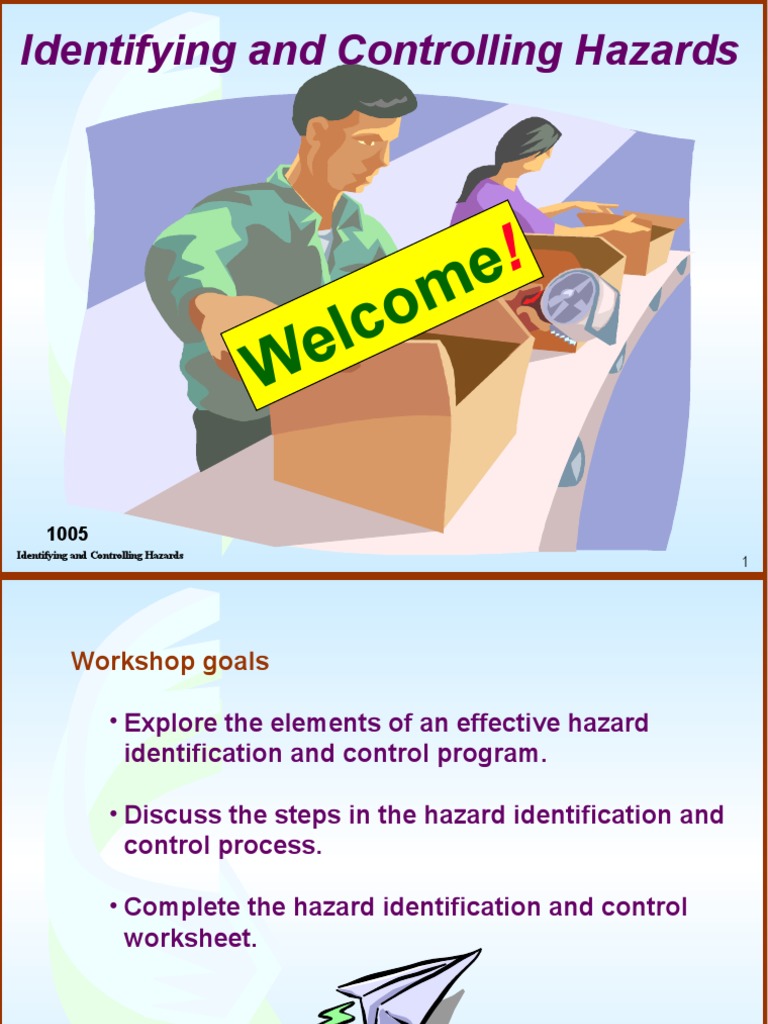 Identifying and Controlling Hazards: We Lco Me | PDF | Hazards ...