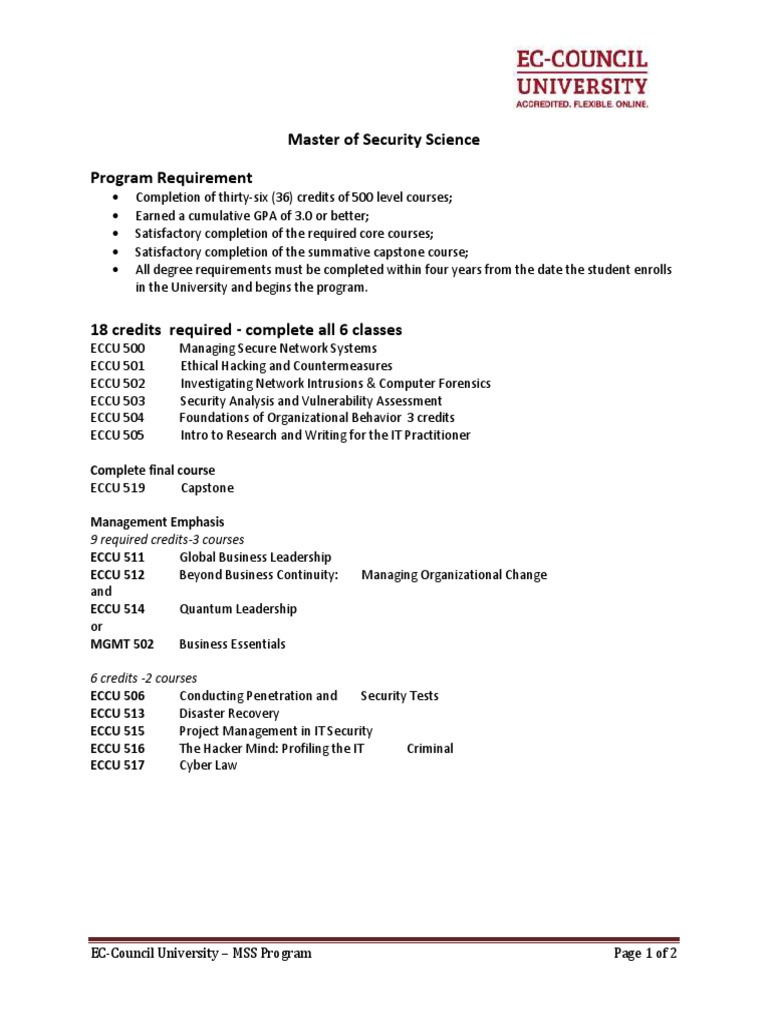 EC-Council Univ-MSS Program Dtails | PDF | Business