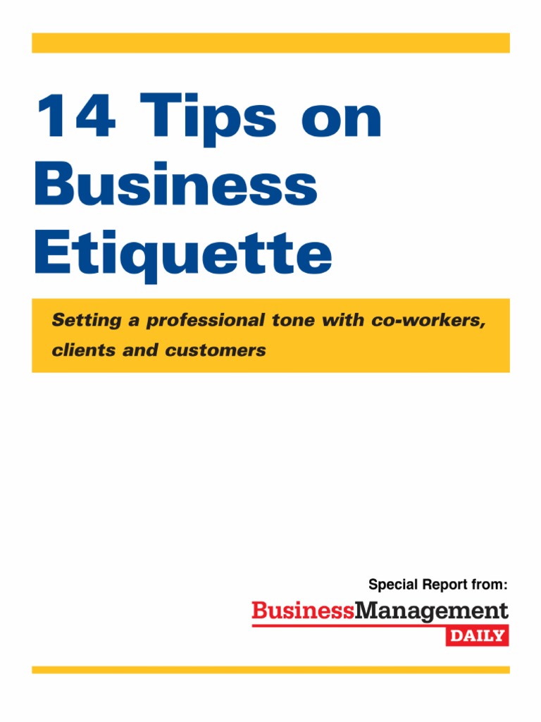 Business Etiquette 101 | Download Free PDF | Fair Labor Standards Act ...
