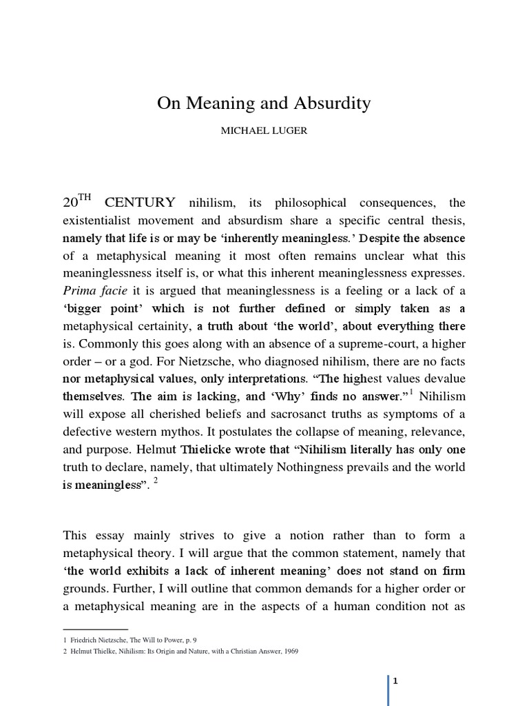 On Meaning and Absurdity | PDF | Nihilism | Logic