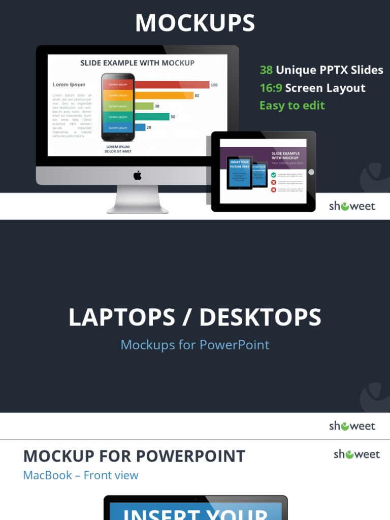 PowerPoint Mockups: 38 Unique Slides | PDF | I Pad | Personal Computing