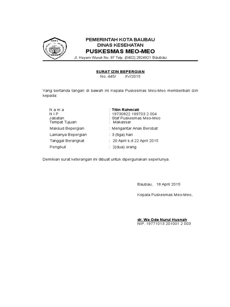 Surat Izin Bepergian | PDF