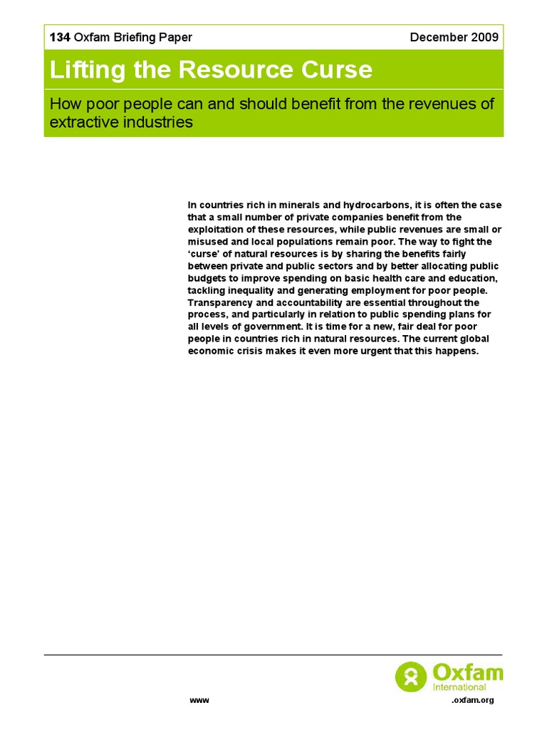 Lifting The Resource Curse: How Poor People Can and Should Benefit From ...
