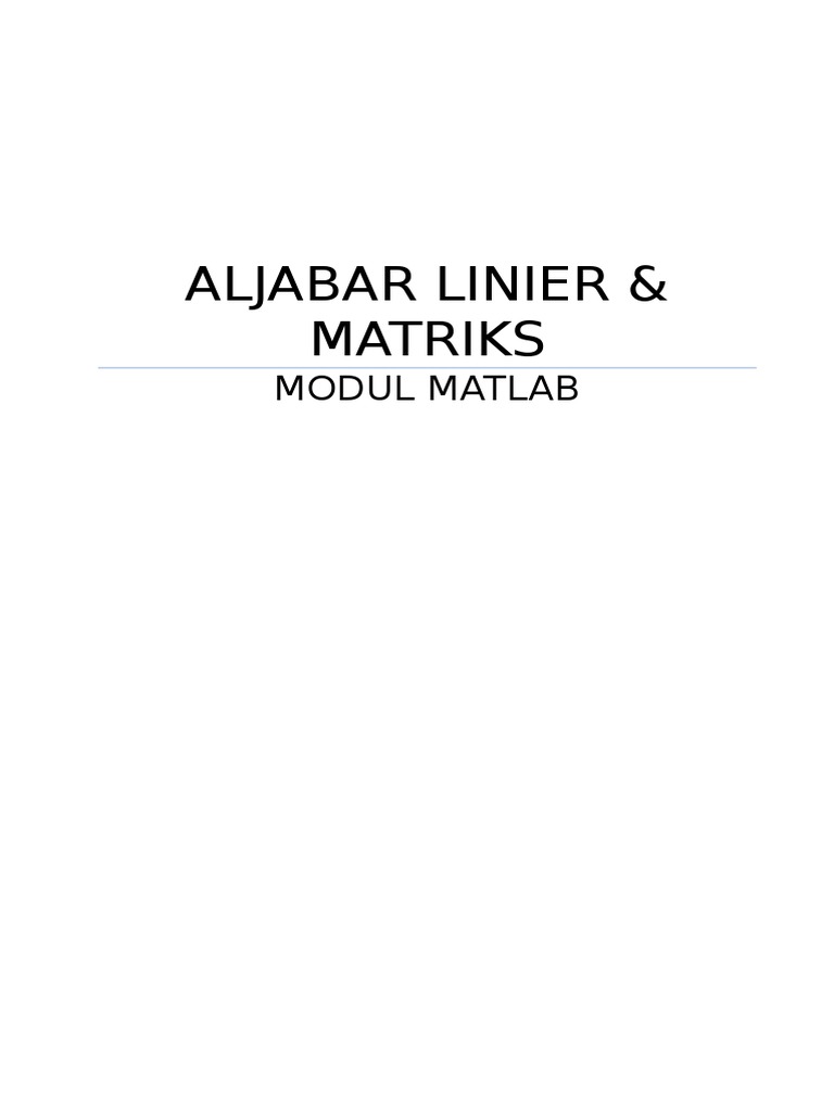 Modul Matlab Alin | PDF