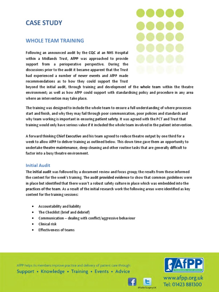 Whole Team Training Case Study: NHS | PDF | Patient Safety | Audit