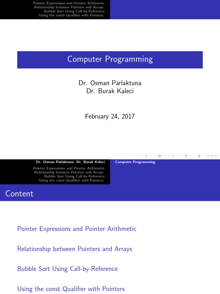 Computer Programming: Dr. Osman Parlaktuna Dr. Burak Kaleci | Download Free PDF | Pointer ...
