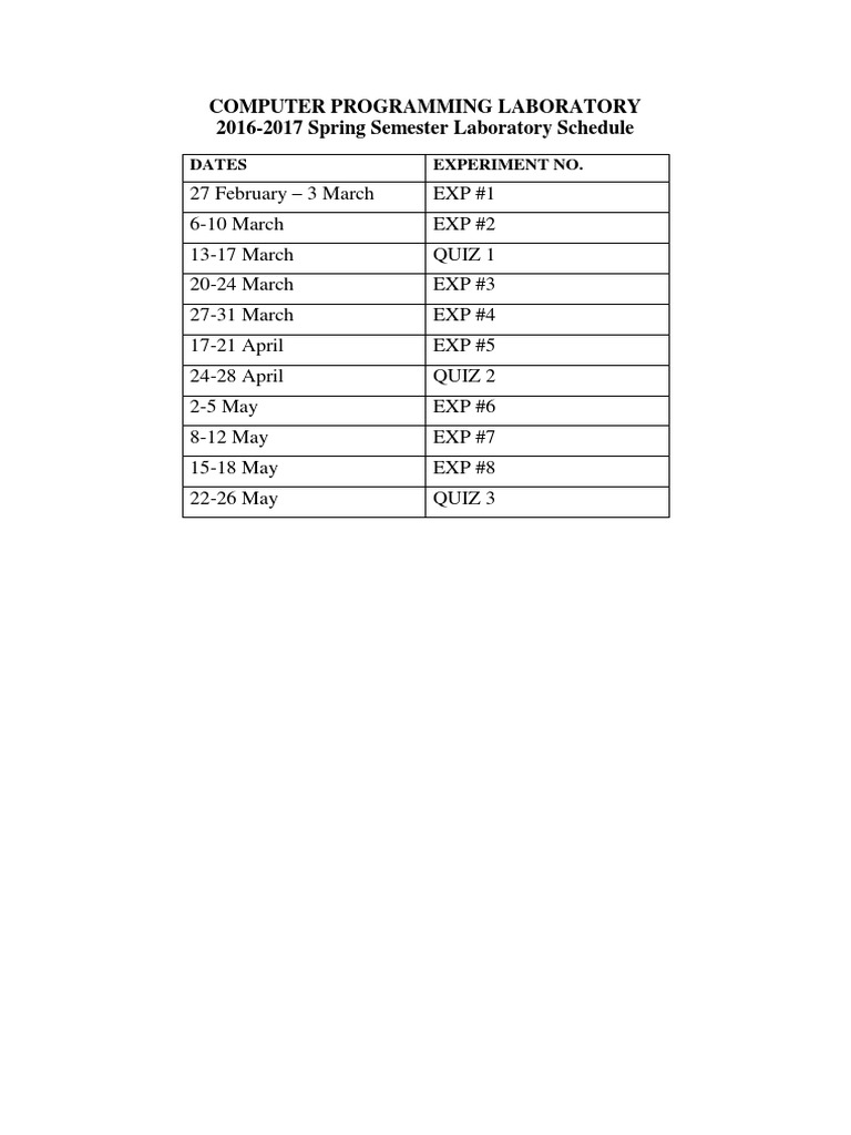 Computer Programming Laboratory 2016-2017 Spring Semester Laboratory ...