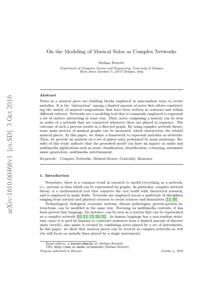On The Modeling of Musical Solos As Complex Networks | PDF | Pitch ...