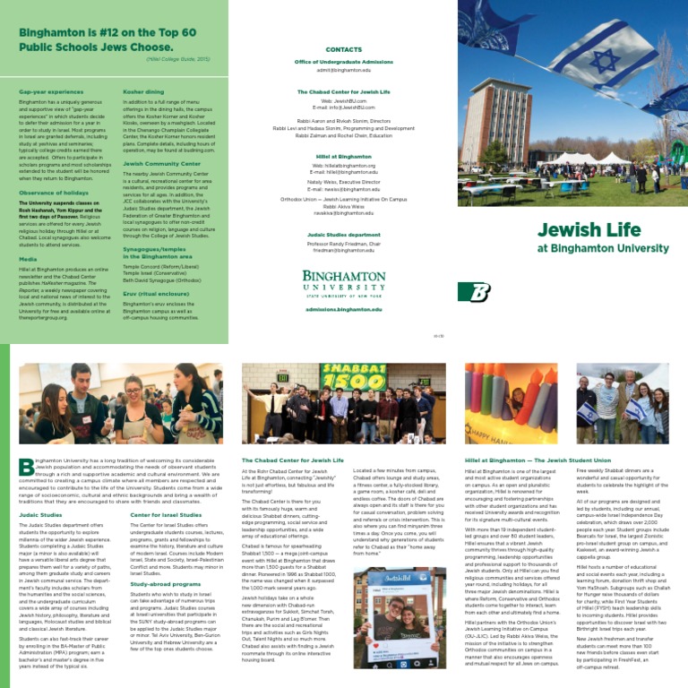 Jewish Life: Binghamton Is #12 On The Top 60 Public Schools Jews Choose ...