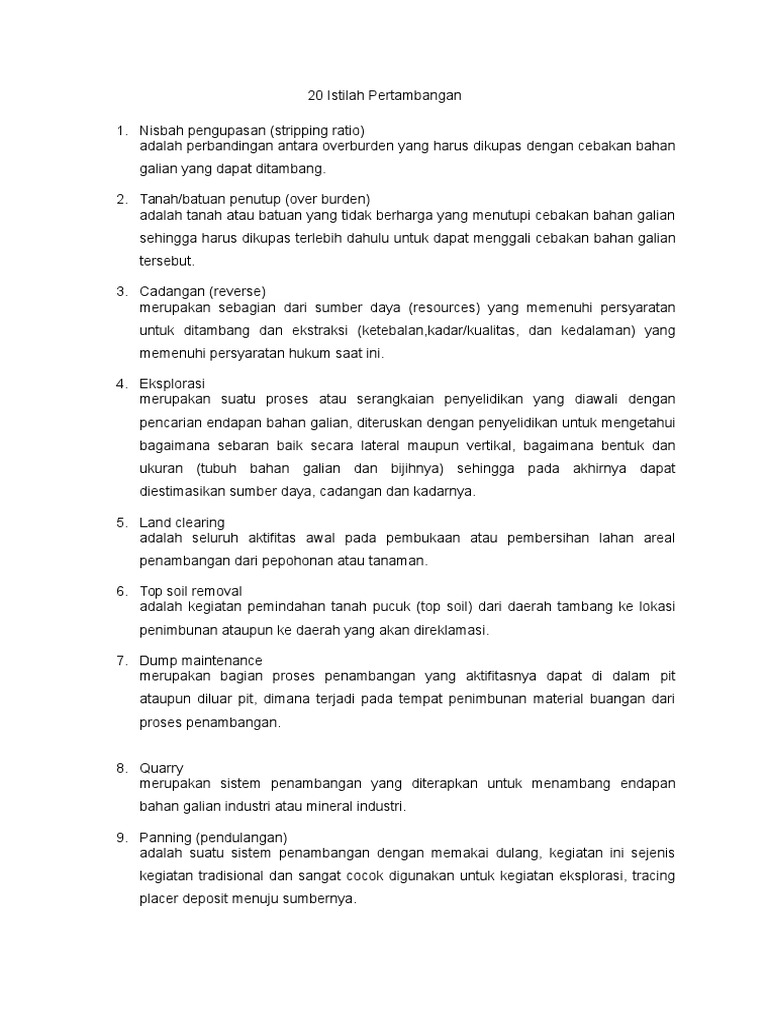 20 Istilah Pertambangan | PDF
