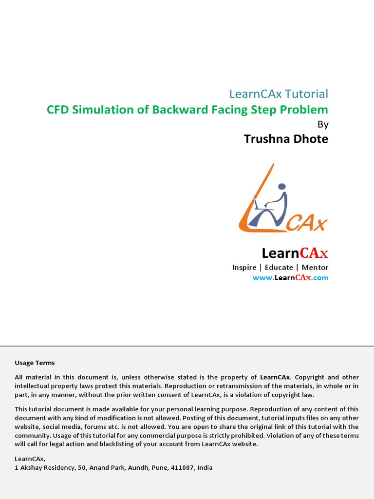 LearnCAx Tutorial CFD 01 2015 CFD Simulation of Backward Facing Step ...