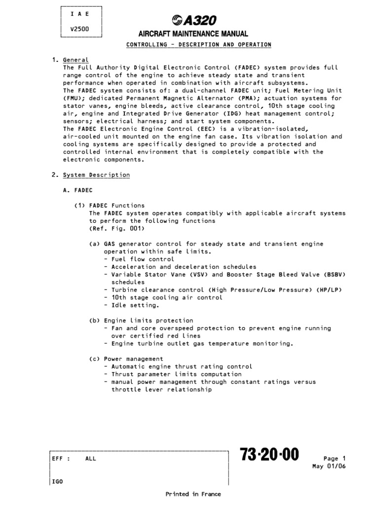 V2500 FADEC System: Control & Operation | PDF | Vehicle Technology ...