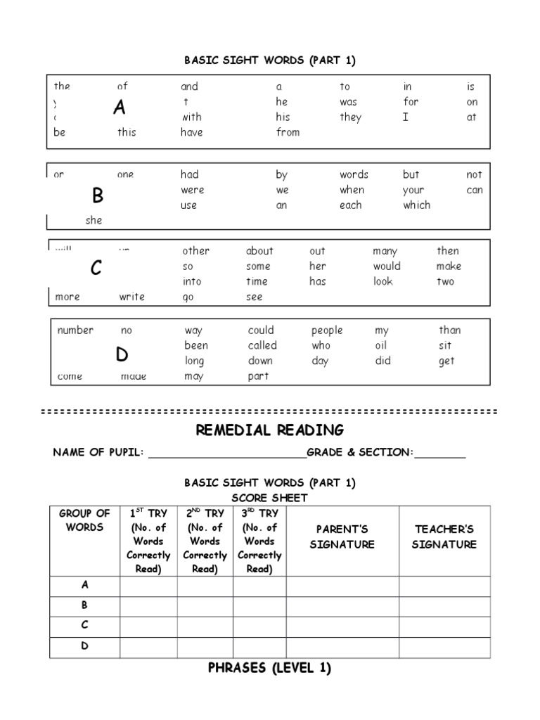 Basic Sight Words Individual Card | PDF | Phrase | Sentence (Linguistics)