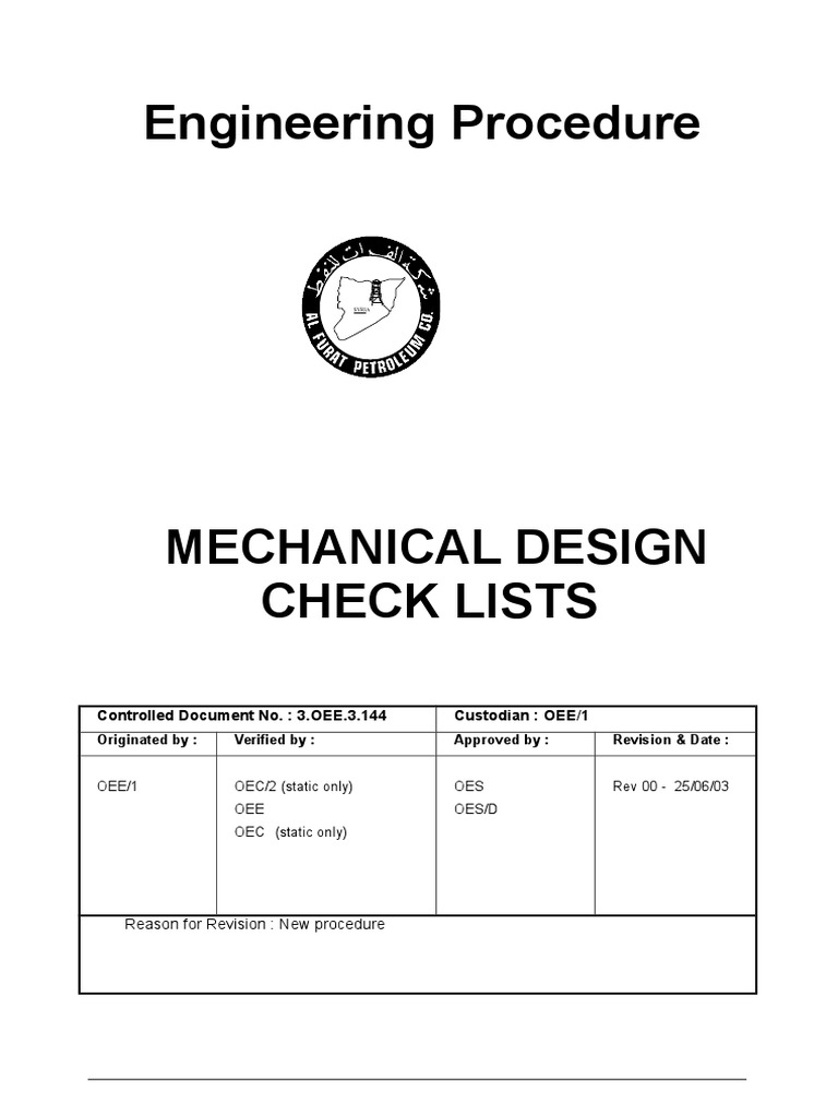 Syria Mechanical Design Checklists | PDF | Turbine | Gas Turbine