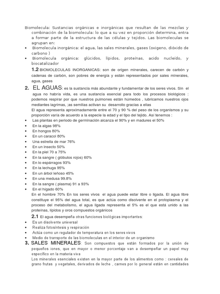 Bio Mole Cula | PDF | Biomoléculas | Calcio