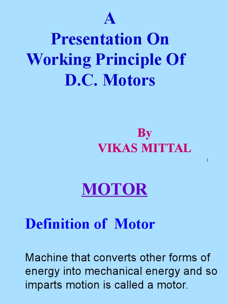 Working Principle of DC Motor | PDF | Electric Motor | Electric Current