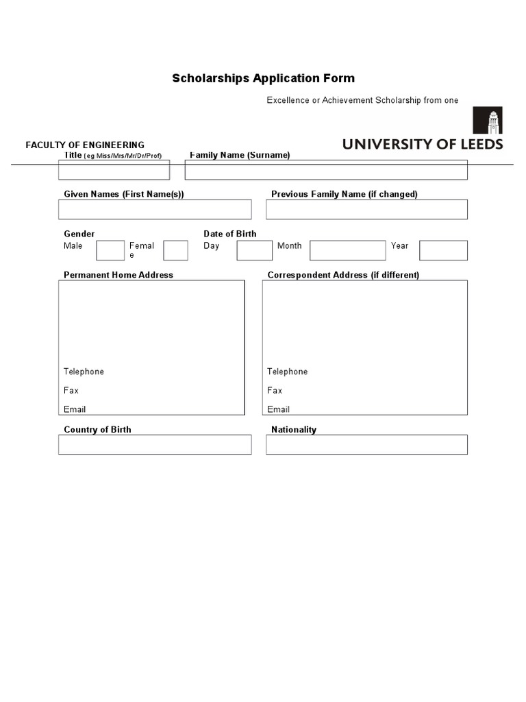 Excellence Application Form | PDF | Postgraduate Education | Engineering